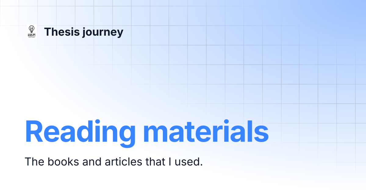 Reading materials | Thesis journey